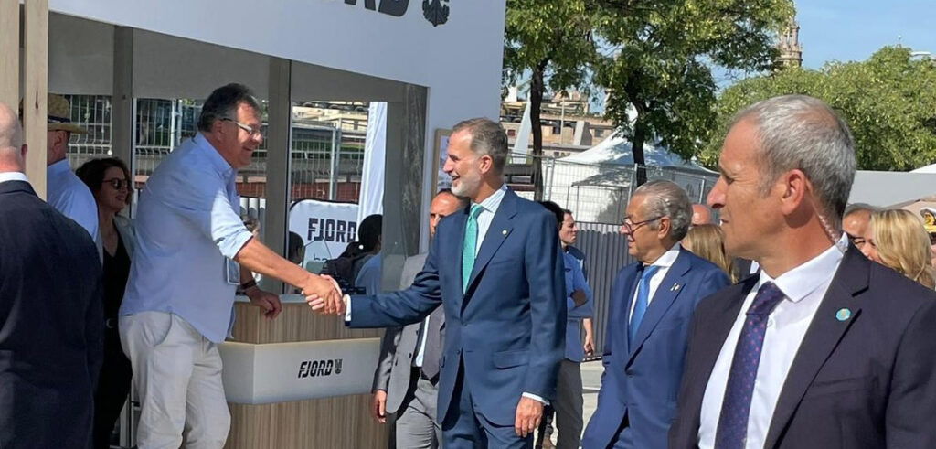 H.M.King Phillip VI of Spain at the Marivent Yachts stand with CEO ...